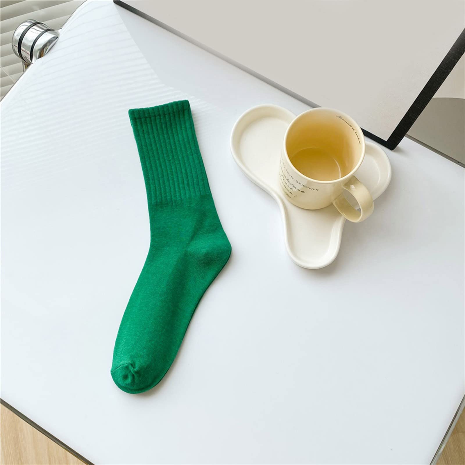 Womens Socks Solid Color Socks Colorful Lightweight Cotton Pile Socks Athletic Socks Electric (Army Green, One Size)