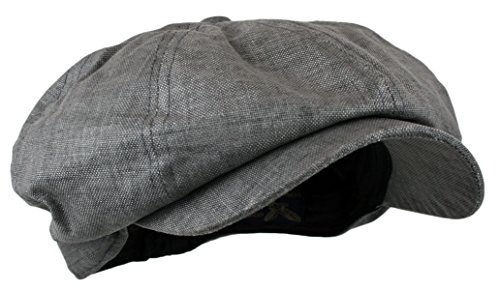 Men's Linen 8 Panel Applejack Gatsby Newsboy Ivy Hat (Grey)
