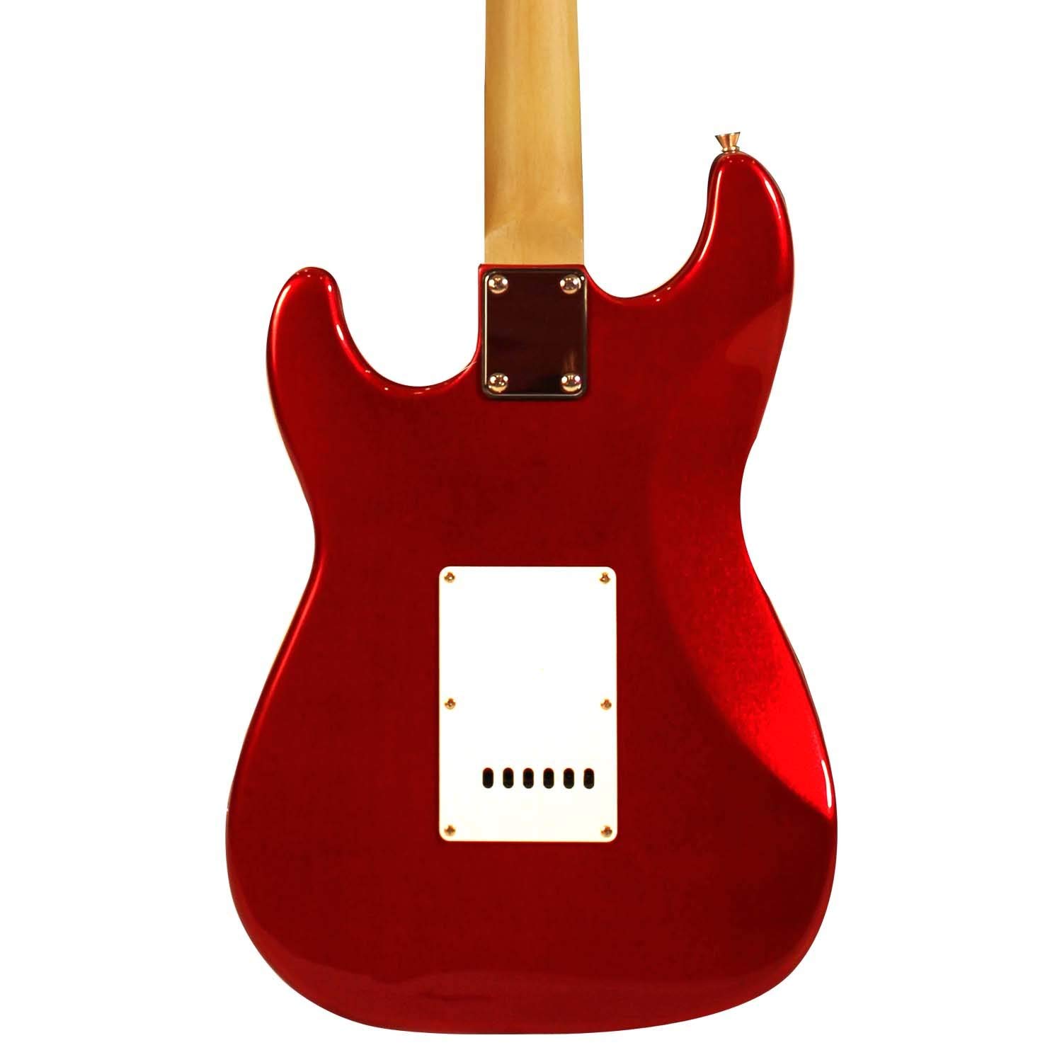 Sawtooth 6 String Electric Guitar Pack, Candy Apple Red, Right Handed (ST-ES-CARP-TRAVEL)
