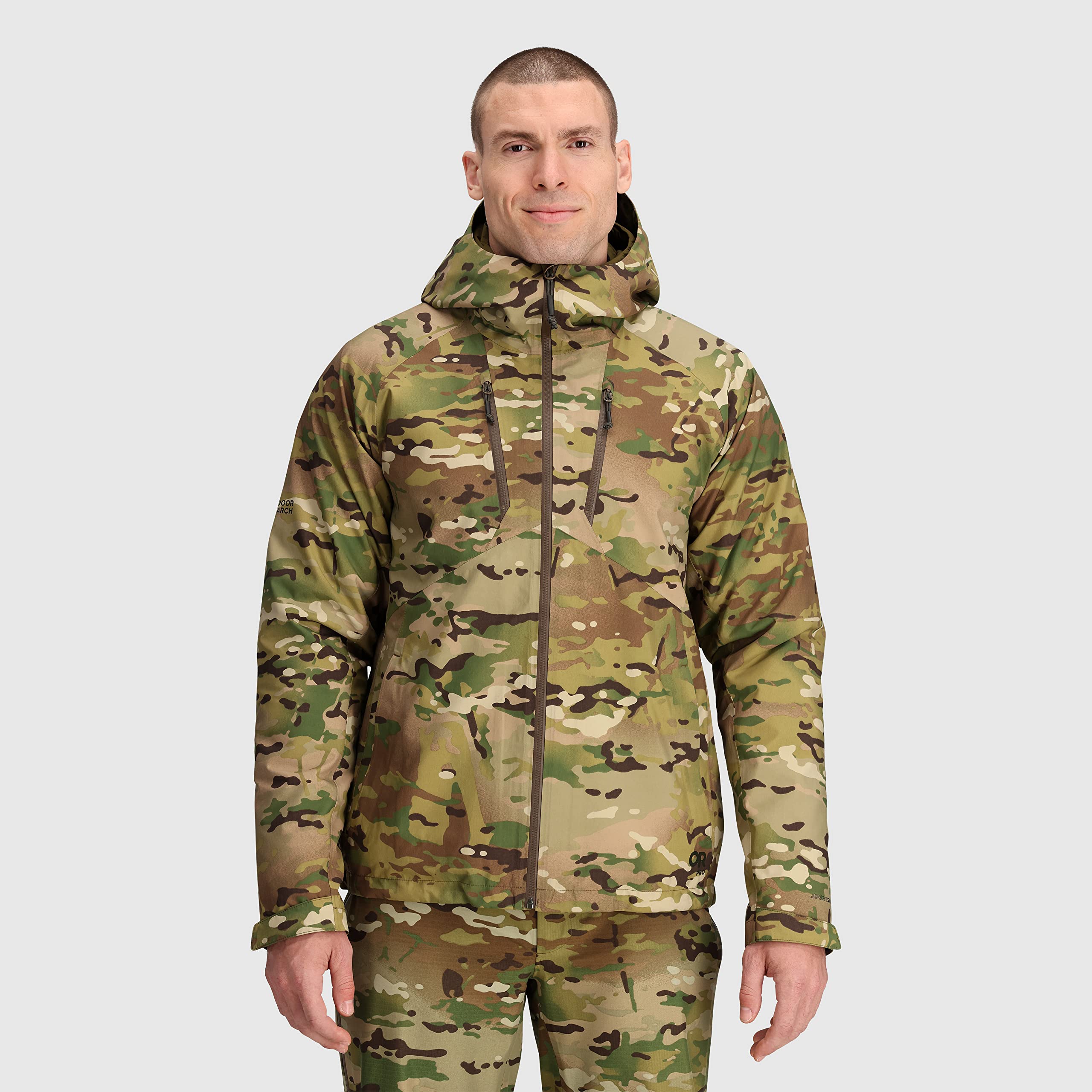 Outdoor Research - OR Pro Allies Microgravity Jacket - Multicam - Lightweight Camo Rain Jacket, Waterproof, Helmet Compatible
