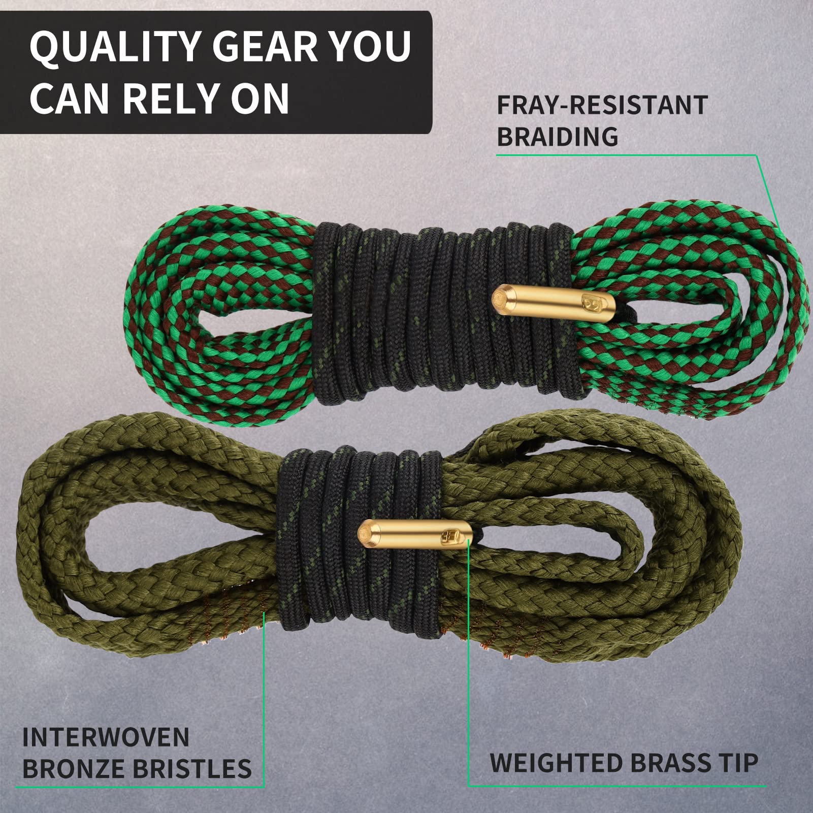 SEBIDER 9mm Bore Cleaner Universal Gun Cleaning Kits Gun Cleaning Brushes for Pistol Rifle Caliber .22.357.38.380 5.56mm Cleaning Swabs Patches with Compact Bag