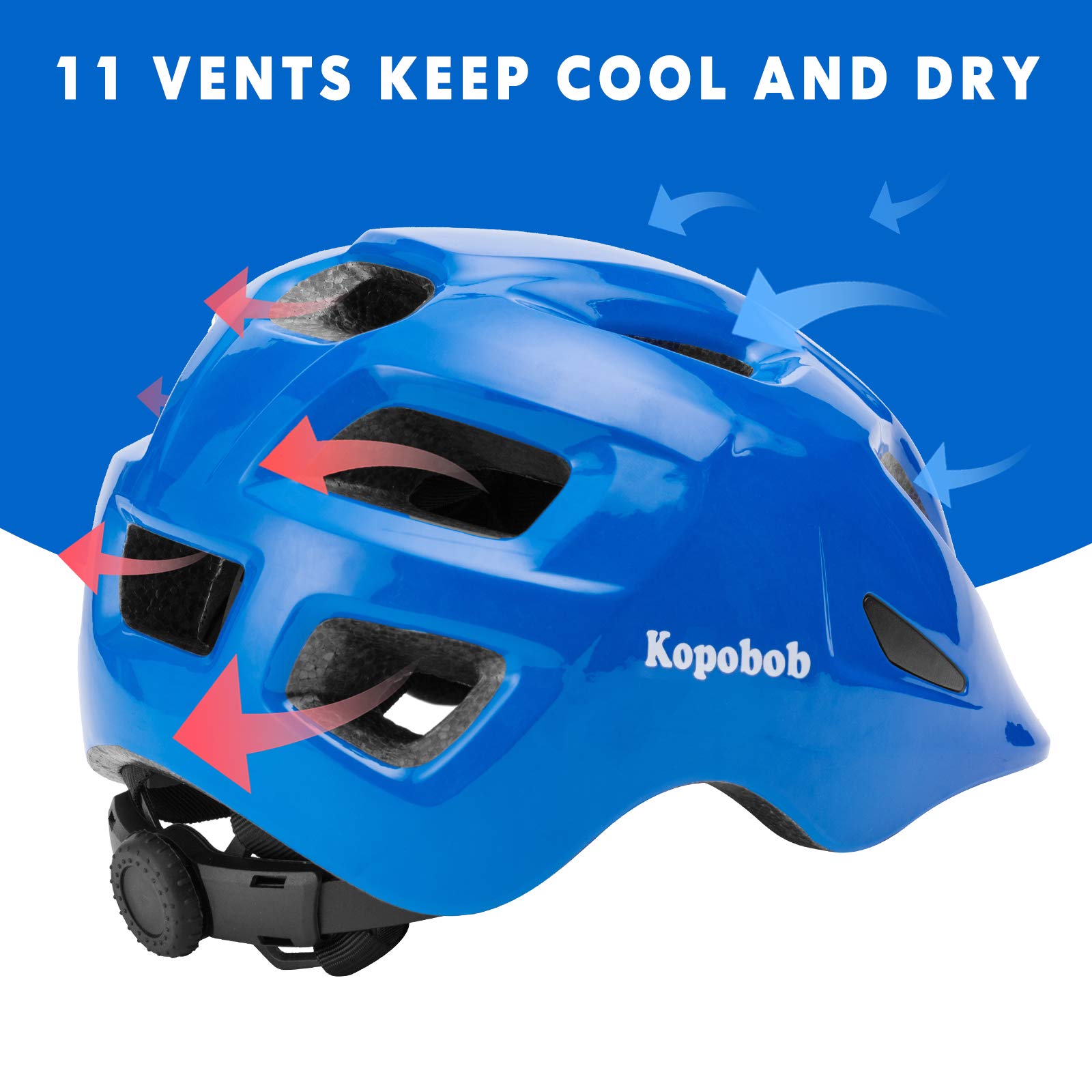 Skateboard Cycling Helmet, Kopobob ASTM & CPSC Certified BMX Helmet for Kids and Youth (Blue, S)