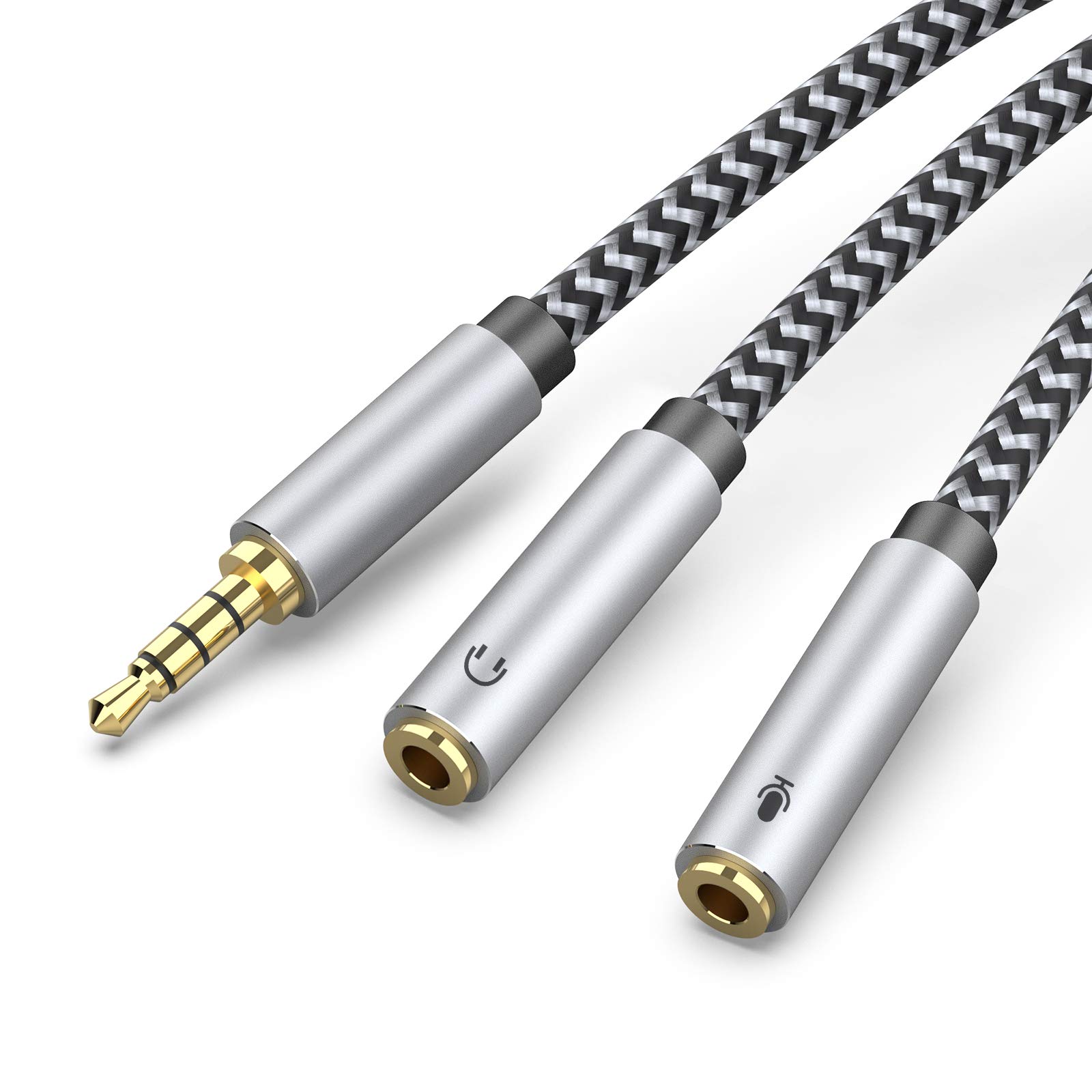 Morelecs 3.5mm Male to Dual 3.5mm Female Headset Splitter with Separate Microphone and Headphone for PC, PS4, Gaming