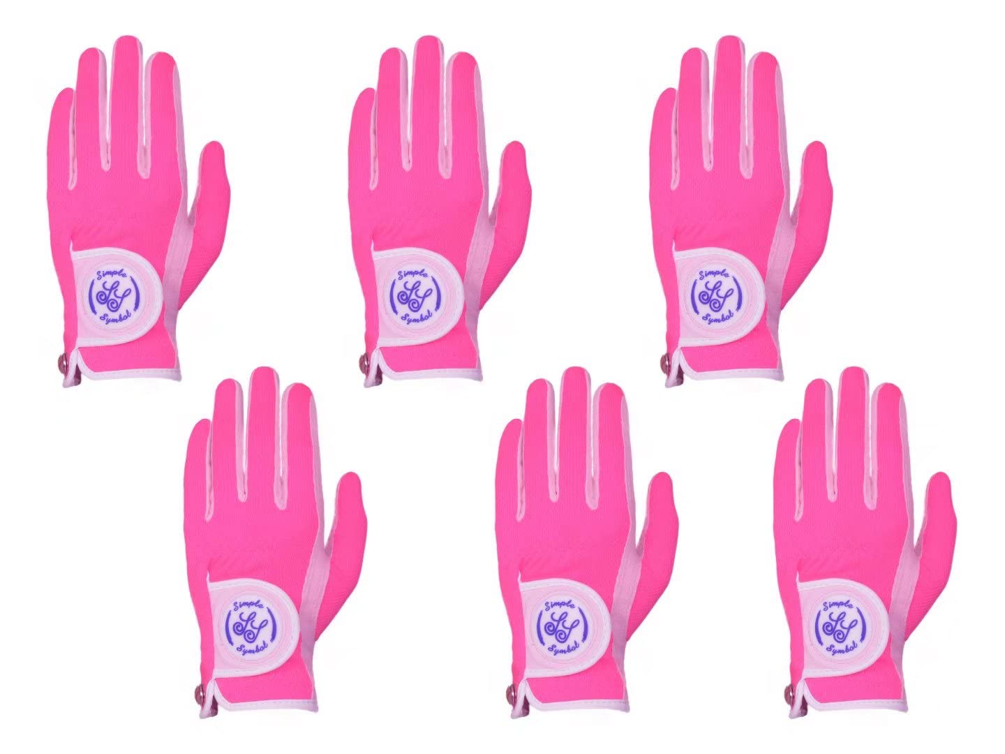 SIMPLE SYMBOL Women's RainGrip Golf Glove,Hot Wet Weather Comfort,Six Pack (Six Left Hand Or Six Right Hand) Four Colors,Pink/Purple/White/Green, Left Hand Right Hand(Pink,S,Left)