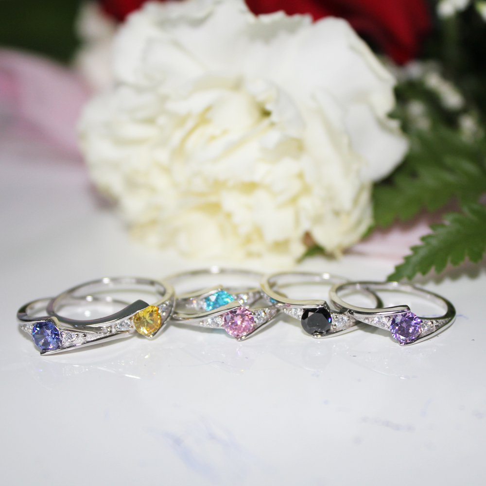 Oxford Diamond Co Sterling Silver New Round Simulated Simulated Ruby Solitaire Fashion Ring Sizes 8