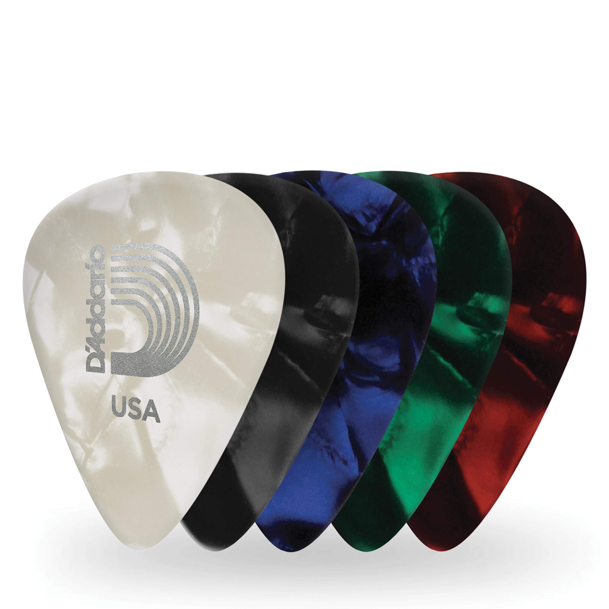 Snark SN5X Clip-On Tuner for Guitar, Bass & Violin (Current Model) & D'Addario Assorted Pearl Celluloid Guitar Picks, 10 Pack, Medium