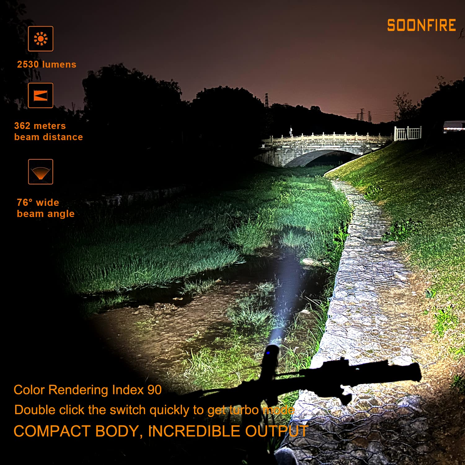 soonfire MX75 Ultra Bright Tactical Flashlight with Battery, USB C Fast Charging Rechargeable Flashlights, Powered by Customized Battery, Long Run Time for Emergency, EDC and Searching