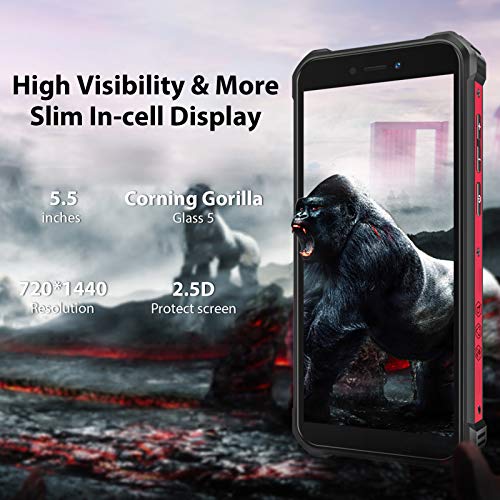 OUKITEL WP5 Pro Rugged Cell Phone, 4GB+64GB Unlocked Smartphone, 8000mAh Battery IP68 Waterproof Rugged Smartphone, Android 10.0 Global Version 4G LTE Dual-SIM 5.5inches Face ID Fingerprint (Black)