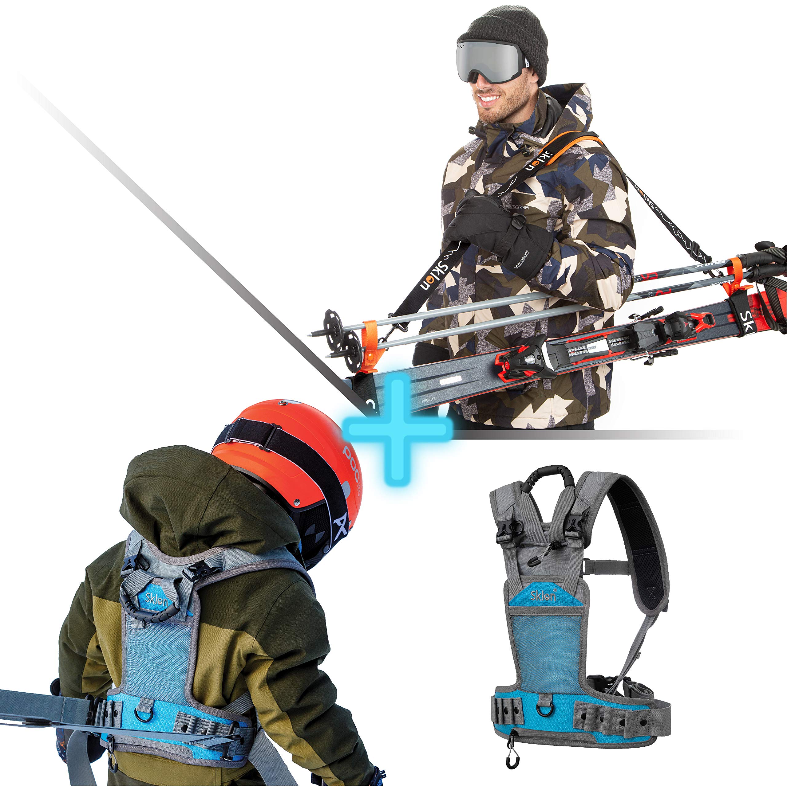 Ski & Snowboard Training Harness + Ski & Pole Carrier Bundle - Teach Your Child the Fundamentals of Skiing and Snowboarding - Complimented by Ski & Pole Carrier to Help Them Get to the Mountain