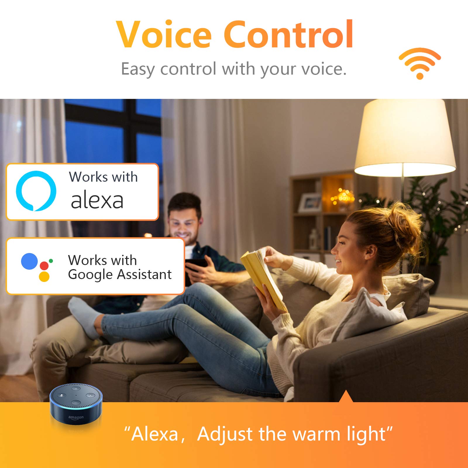 Smart A19 LED Smart, WiFi Light Bulb Compatible with Alexa Google Home, with Over 16 Million Vivid Color, Cool Warm White Dimmable, No Hub Required, 60W Equivalent, RGB+2700K-6500K, 4 Pack