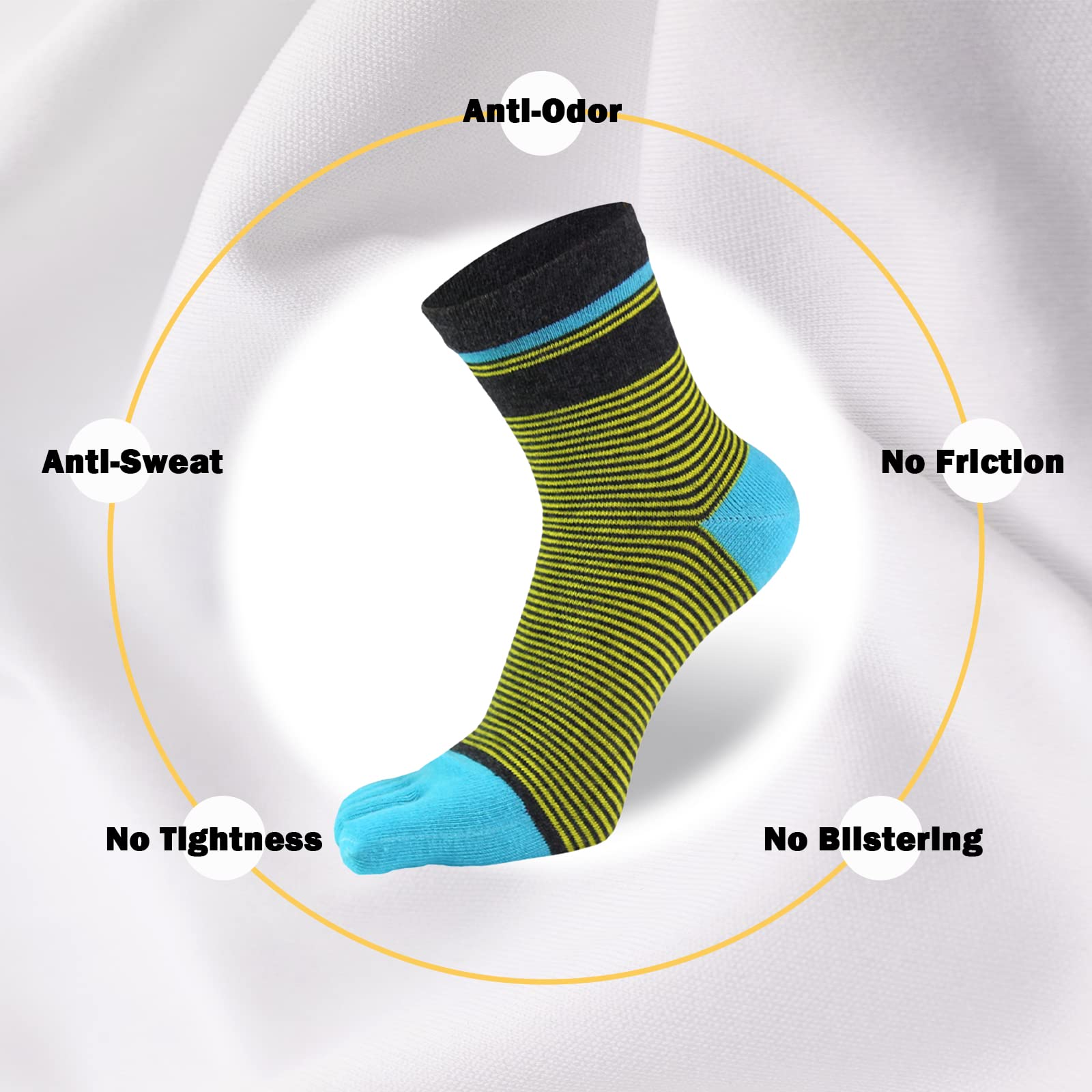 wonhag Toe Socks for Men and Women Crew Cycling Breathable Five Finger Cotton Comfortable Socks with Toes 5Pairs