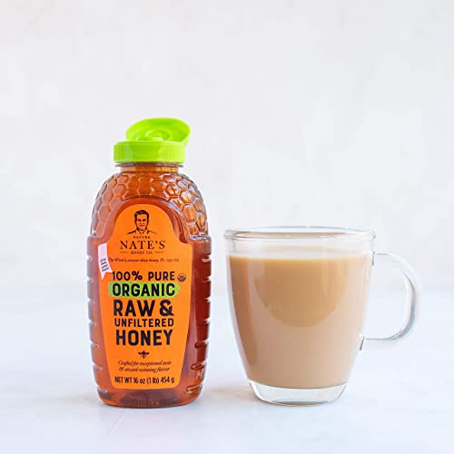 Nate's Organic 100% Pure, Raw & Unfiltered Honey - USDA Certified Organic - 16oz. Squeeze Bottle