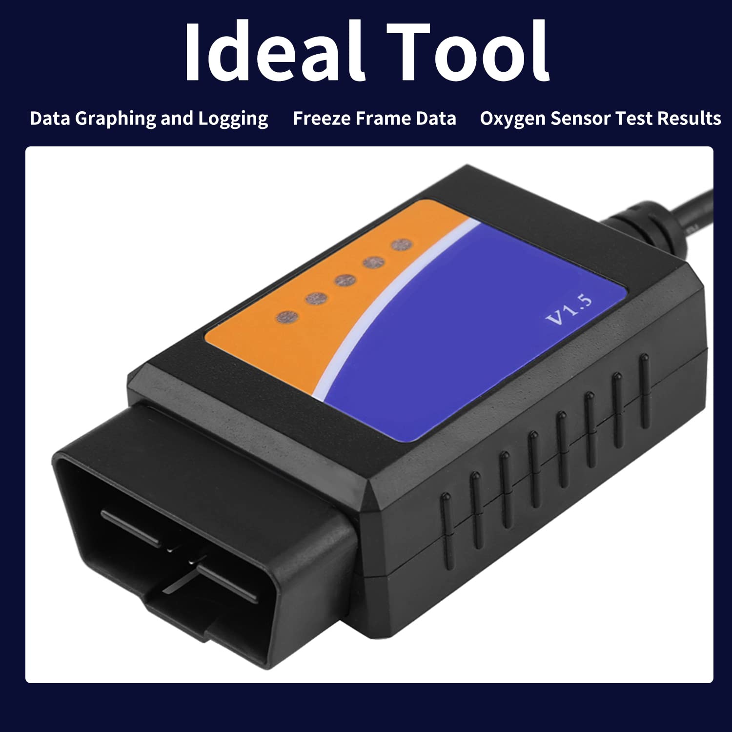 OBD2 Diagnostic Cable Interface Scanner, Keenso OBD2 USB Cable Car USB Connector V1.5