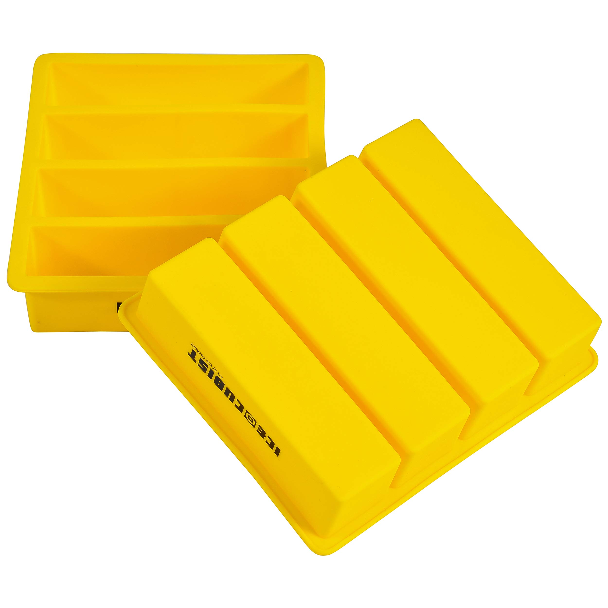 Rectangular Collins Ice Cube Mold - For Cocktail, Whiskey, Butter and More - BPA Free Silicone - 2 Trays - 4 Large Ice Cubes Per Tray