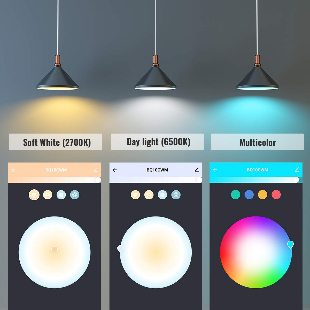 Smart Light Bulbs E12 Base - Aoycocr LED Light Bulb RGBWW Color Changing WiFi Bluetooth Lights Compatible with Alexa Google Home Tunable White Candelabra Bulbs 400 Lumen 45w Equivalent 3 Pack
