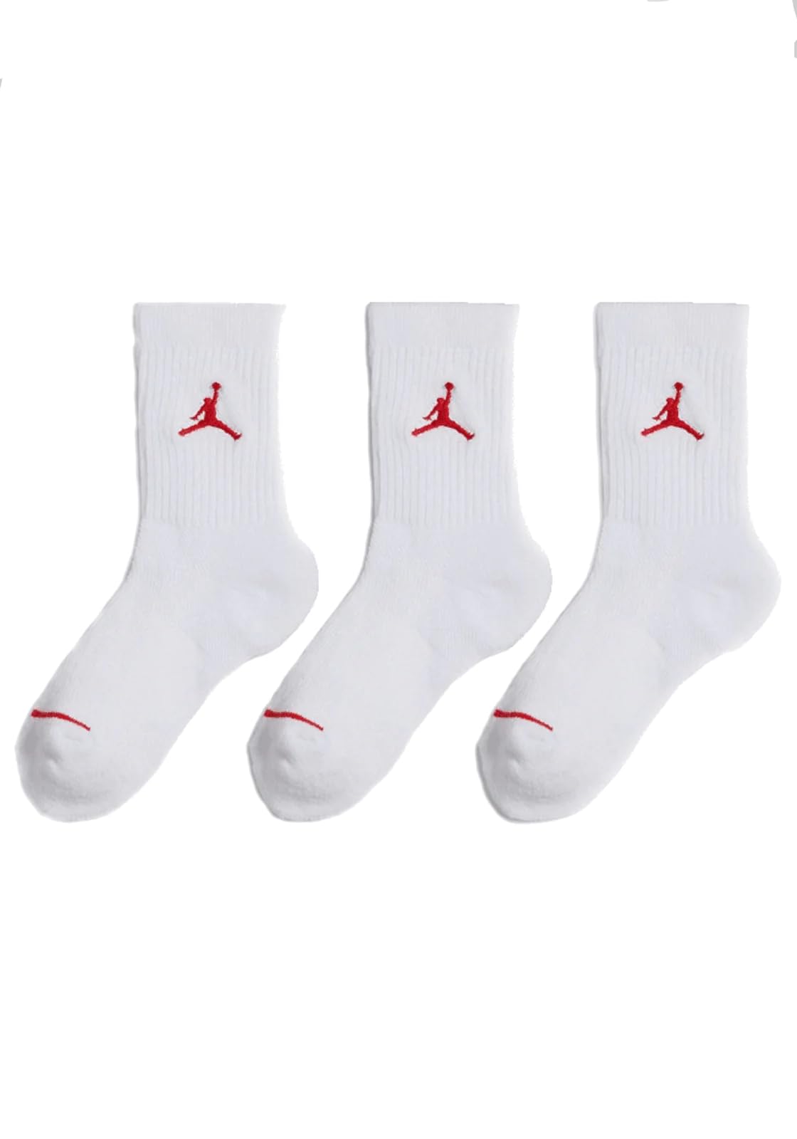 NIKE AIR JORDAN JUMPMAN CREW SOCKS - BOYS' GRADE SCHOOL (5-7 (Shoe 10C-3Y), White)