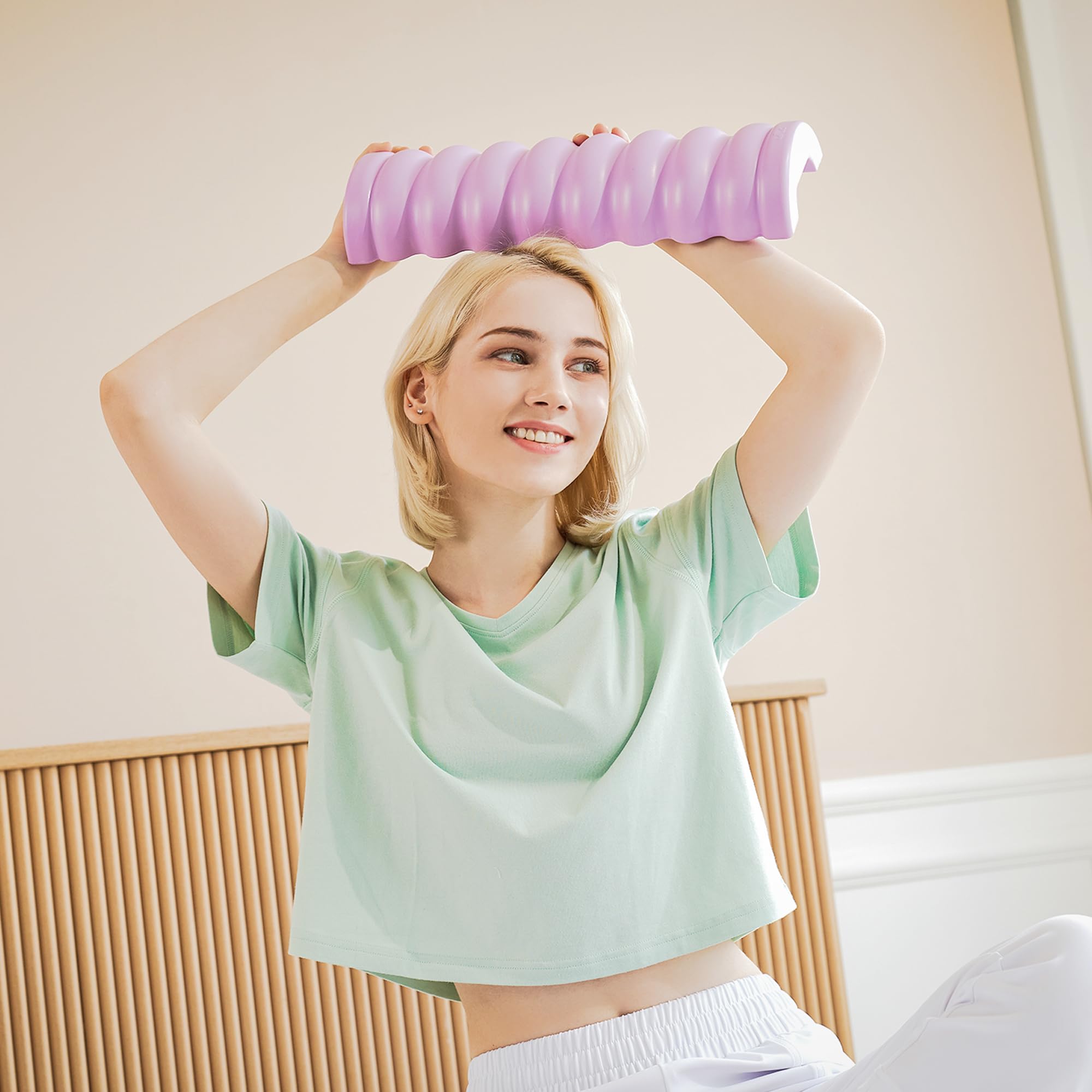 SNPE Wave Massage Roller for Deep Tissue Release | Trigger Point Massage & Pain Relief for Neck, Shoulder, Lower Back | Firm Plastic Made | Self Physical Therapy Exercise & Posture Improvement (Pink)