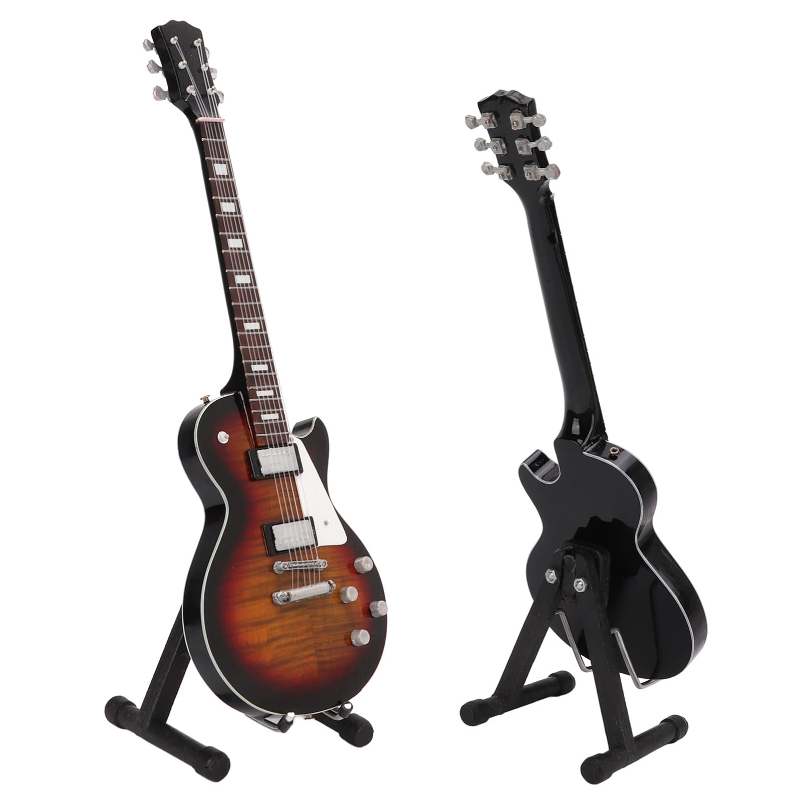 Wooden Miniature Electric Guitar with Stand and Case, Mini Musical Instrument Miniature Dollhouse Model, Exquisite and Compact, Mini Guitar Model for Home Decoration