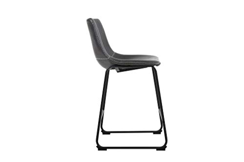 Phoenix Home Lotusville Vintage PU Leather, Set of 2 Counter Height Stool, Gray