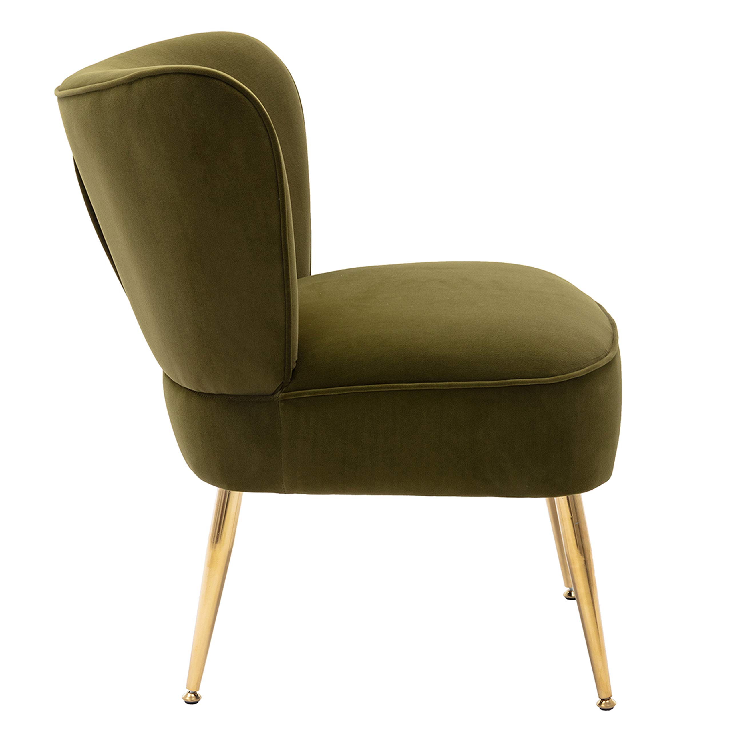 MENGK Accent Living Room Side Wingback Chair Grass Green Velvet Fabric Upholstered Seat Chairs Occasional Bedroom Leisure Chairs
