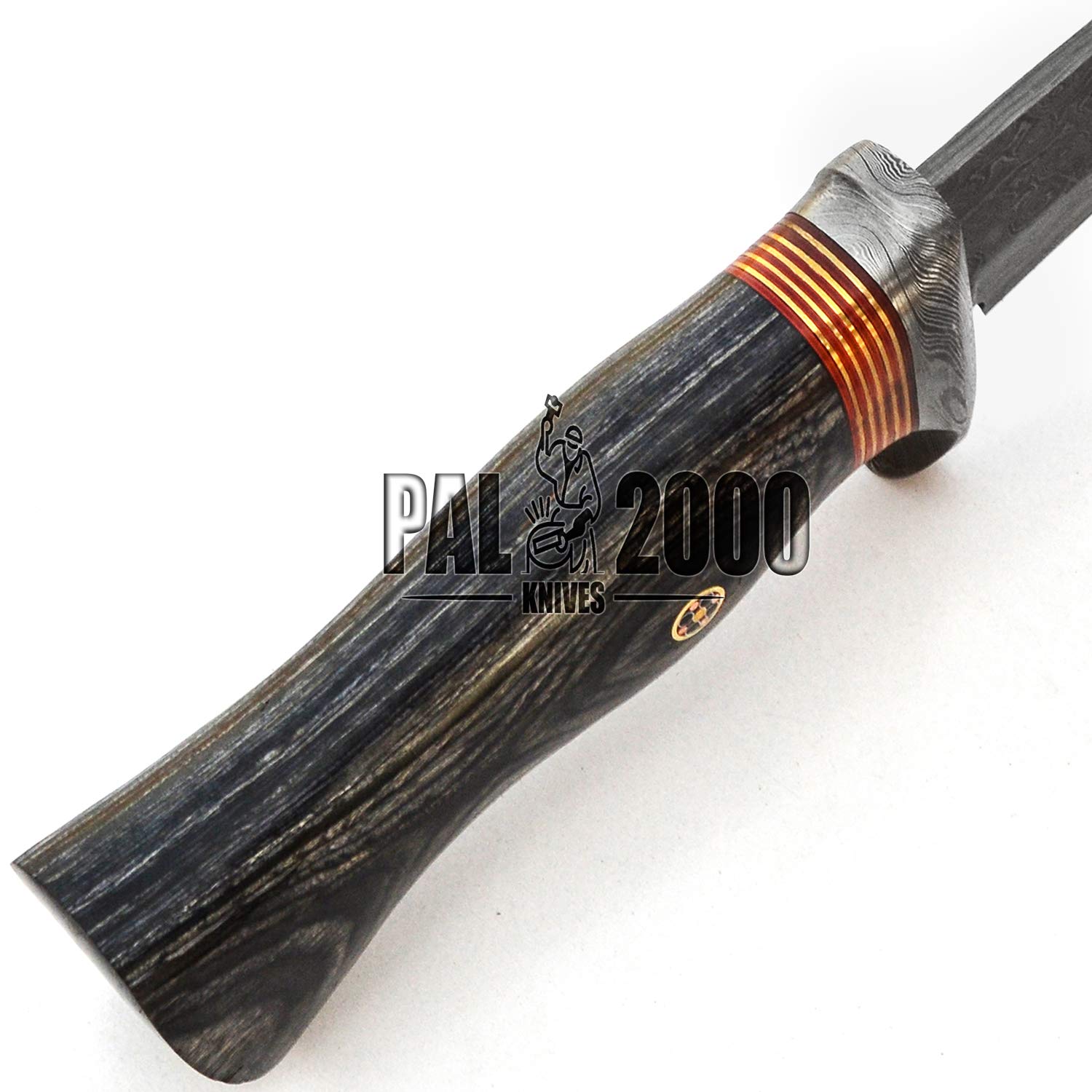 PAL 2000 KNIVES DAM-9812 Handmade Damascus Steel Fixed Blade Hunting Knife Rose wood Handle with Sheath