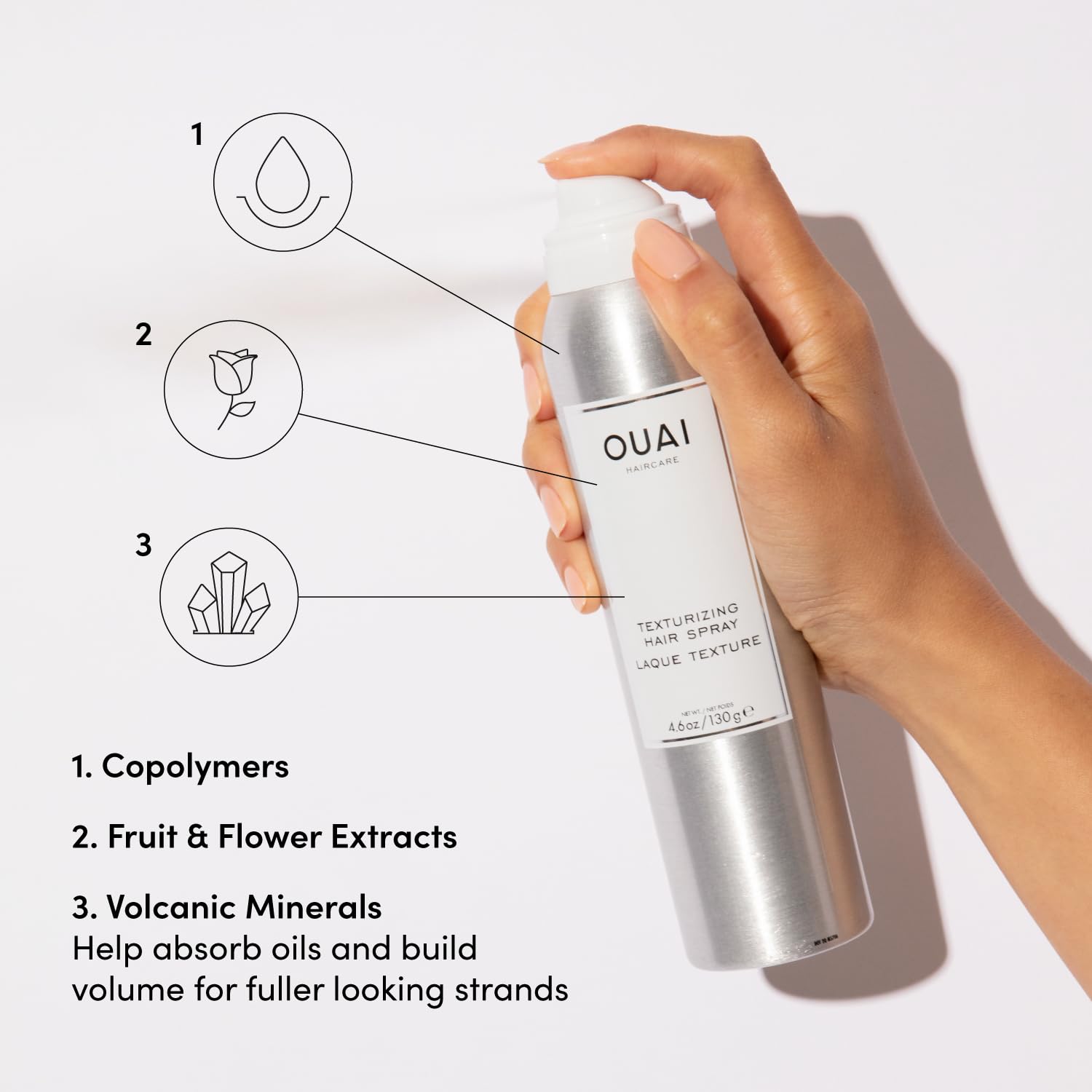 OUAI Texturizing Hair Spray Travel Size - Lightweight Hair Spray & Dry Shampoo - Adds Texture & Volume, Absorbs Oil and Instantly Refreshes Strands - Paraben & Sulfate Free - 1.4 fl oz