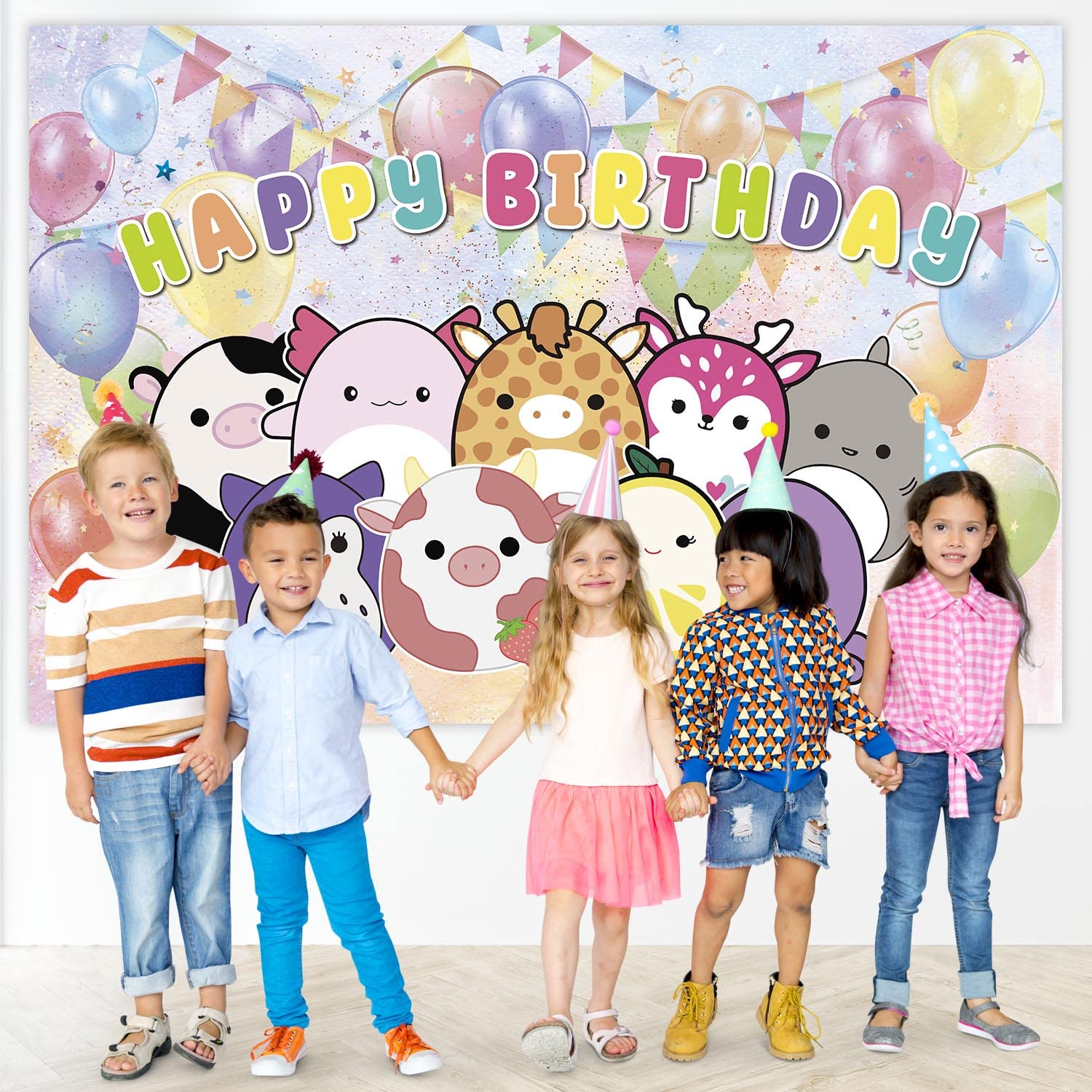 𝓢𝓺𝓾𝓲𝓼𝓱𝓶𝓪𝓵𝓵𝓸𝔀𝓼 𝓟𝓪𝓻𝓽𝔂 𝓑𝓪𝓬𝓴𝓭𝓻𝓸𝓹 5X3FT Squad Theme Backdrop for Girls Boys Kids Birthday Party Decorations Swuishmellow Party Supplies for Photography Banner Backgrounds