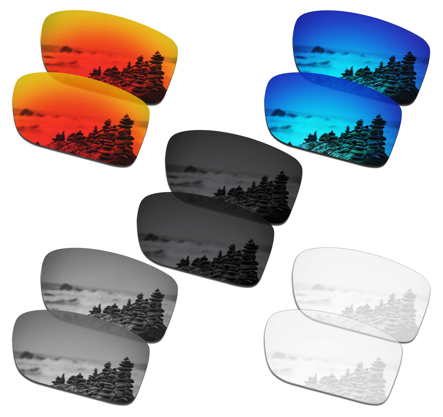 SmartVLT Set of 5 Men's Replacement Lenses for Oakley Double Edge OO9380 Sunglass Combo Pack S01