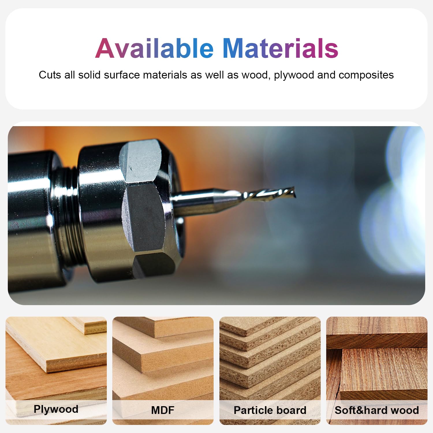 SpeTool Spiral Router Bits with DownCut 1/8 inch Cutting Diameter, 1/4 inch Shank CNC Bits Solid Carbide End Mill for Wood Cut, Carving