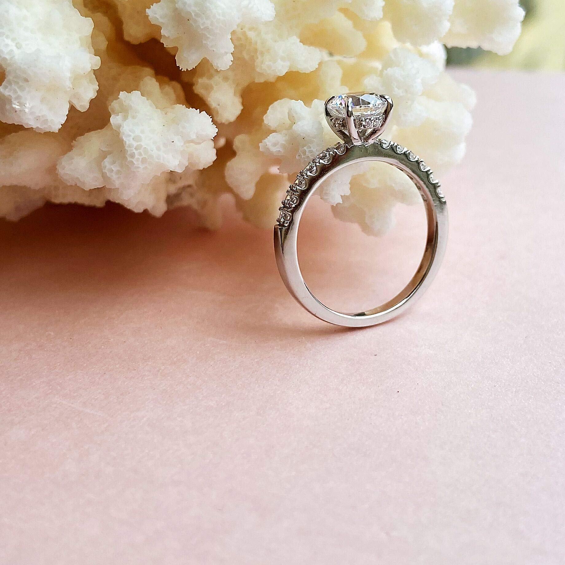 Silver 1.0 Ct Round Bridal Ring Petite Cz Accented Halo Ring Cathedral Engagement Anniversary Solitaire (6)
