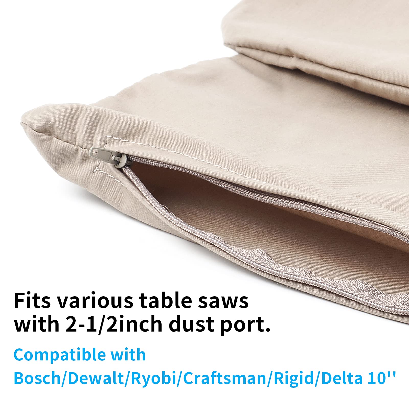 Table Saw Dust Collector Bag Replacement for Bosch/Dewalt/Ryobi/Craftsman/RIGID/Delta/Porter Cable/Metabo/Kobalt/Skilsaw 10" Tablesaws with 2.5" Dust Port | 1 Pack