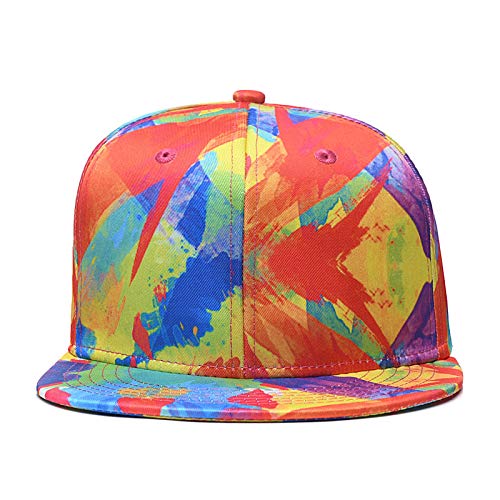 Quanhaigou Hip Hop Snapback Hat Unisex Trucker Hat Hip Hop Plaid Flat Bill Brim Adjustable Baseball Cap Red Blue