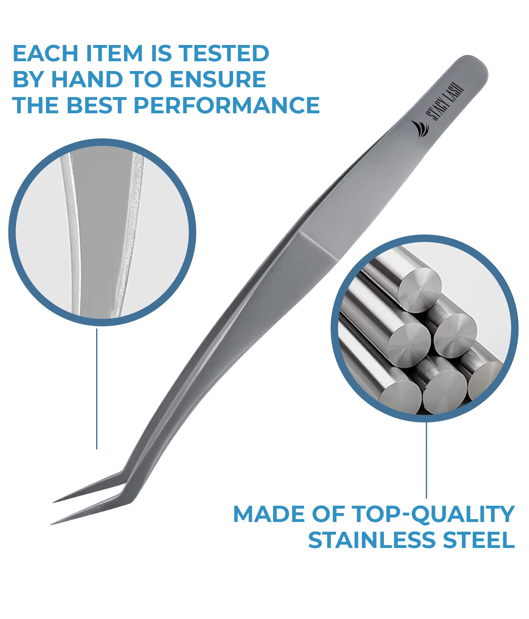 STACY LASH Lash Shampoo 200ml STL-11 Curved L-Shaped Tweezers/Eyelid Foaming Cleanser/Safe Makeup & Mascara Remover/Precision Stainless Steel Tool/Angled Tips/Professional Supplies