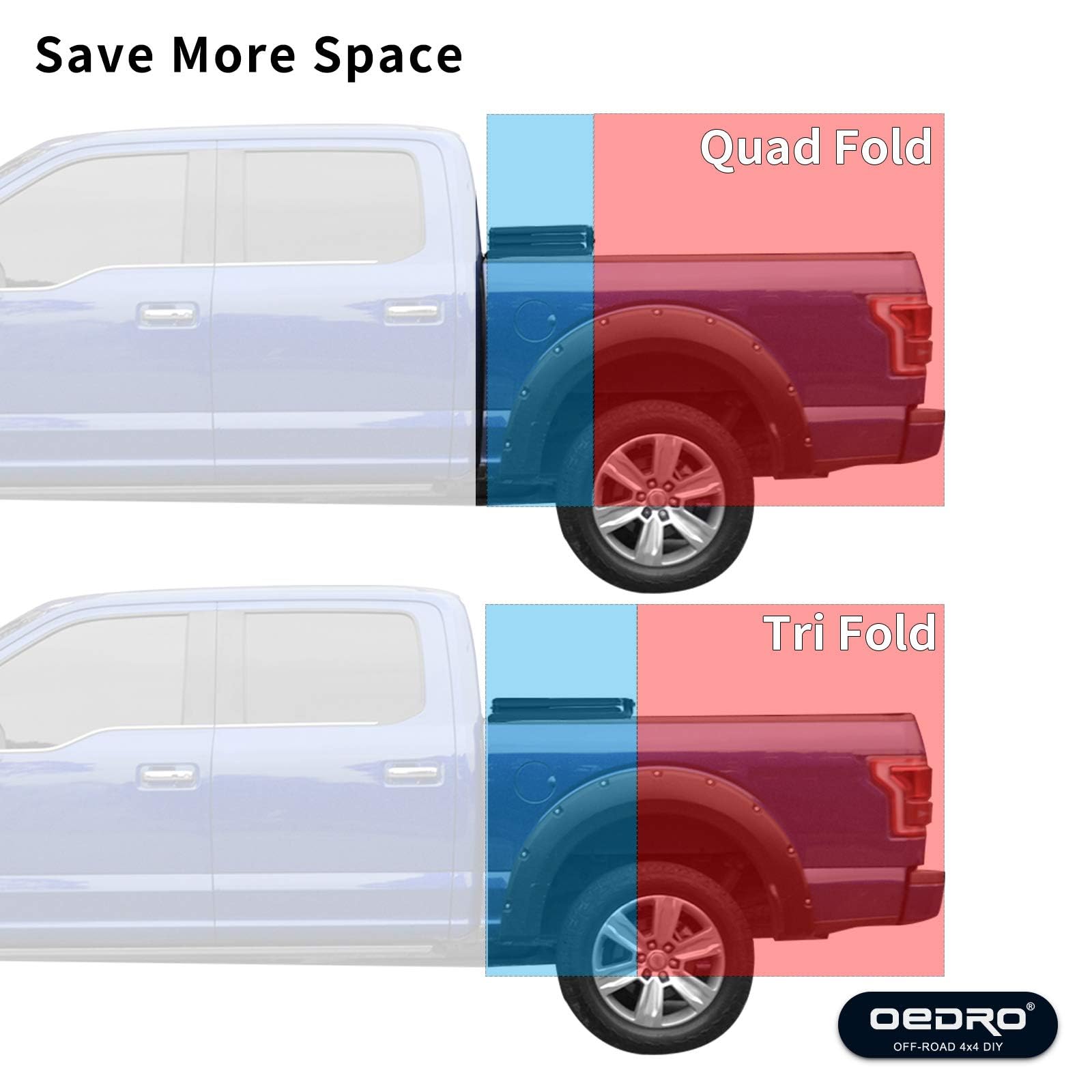 OEDRO Quad Fold Tonneau Cover Soft Four Fold Truck Bed Covers Compatible with 2009-2014 Ford F-150 F150 5.6' Bed