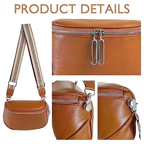 ZOSIVEB Genuine Leather Women's Crossbody Shoulder Sling Bags/Satchel Bag/Cowhide Saddle Bag/Chest Bag/Shoulder Messenger Bag (Black)