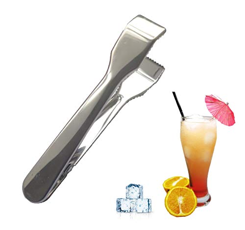TOONEV Stainless Steel Ice Tongs with Sawteeth for Ice Bucket Ice Sugar Cubes Coffee Bar Food Serving (2pcs)
