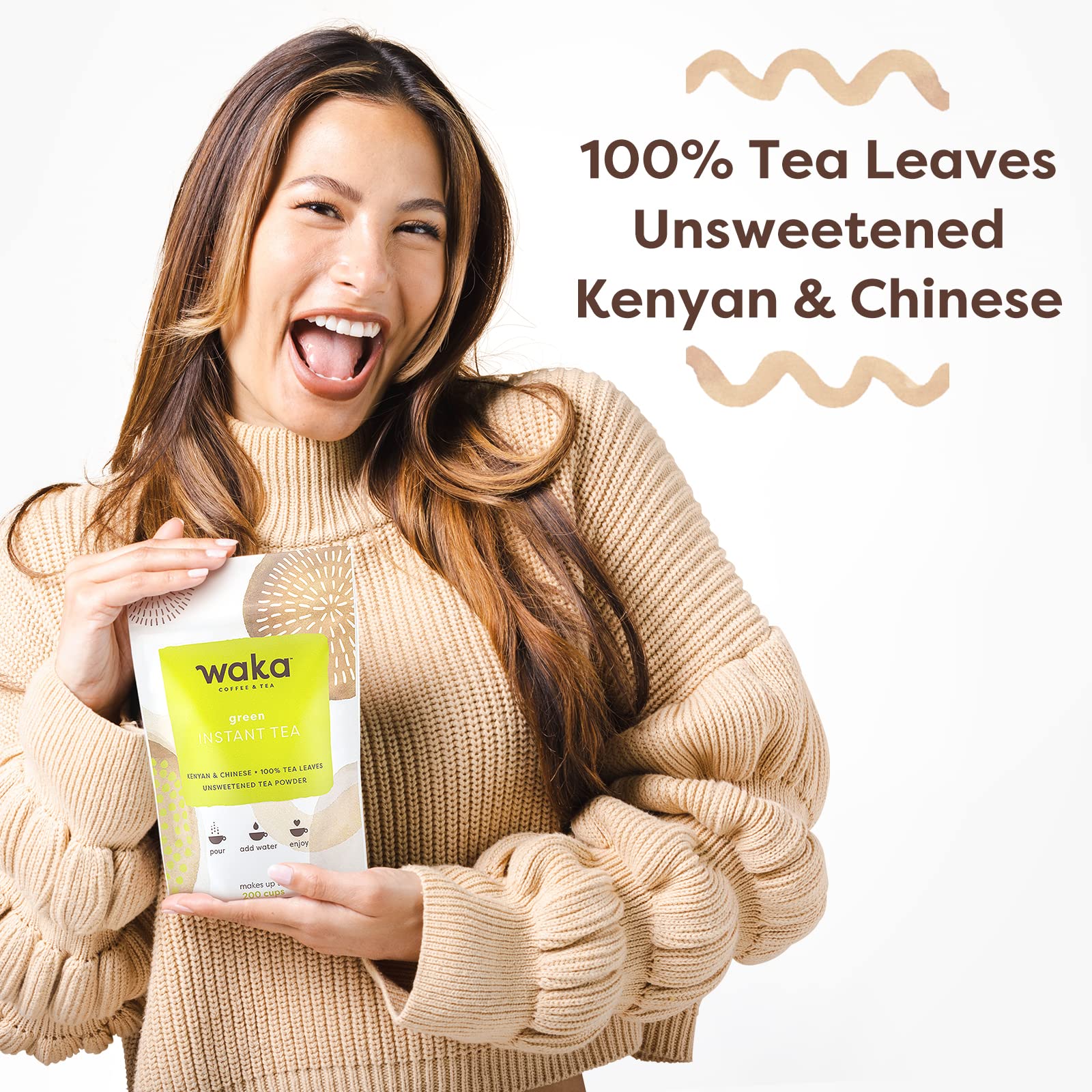 Waka Premium Instant Tea β Original Flavor Concentrated Green Tea Powder β No Sugar Added & Unsweetened β 100% Tea Leaves β 4.5 oz Bulk Bag for Hot or Iced Tea