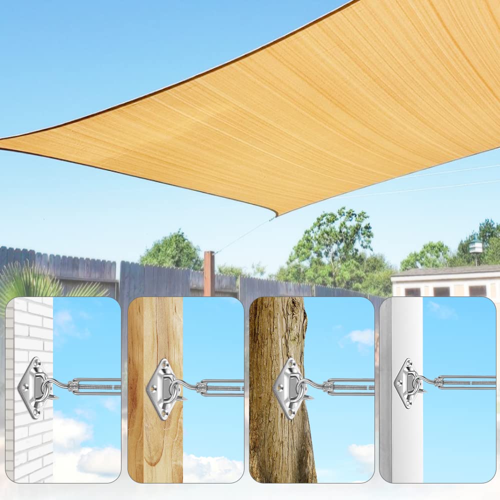 TooTaci Sun Shade Sail Hardware Kit with 1/8 Cable,304 Stainless Steel Shade Sail Hardware Kit 5inch with 100ft Stainless Steel Coated Cable,Rectangle/Triangle Sun Sail Hardware Kit for Outdoor Canopy