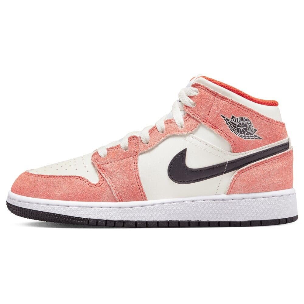 Nike Juniors Air Jordan 1 MID SE (GS), Team Orange/Black-Sail-White, Size 4 Big Kid