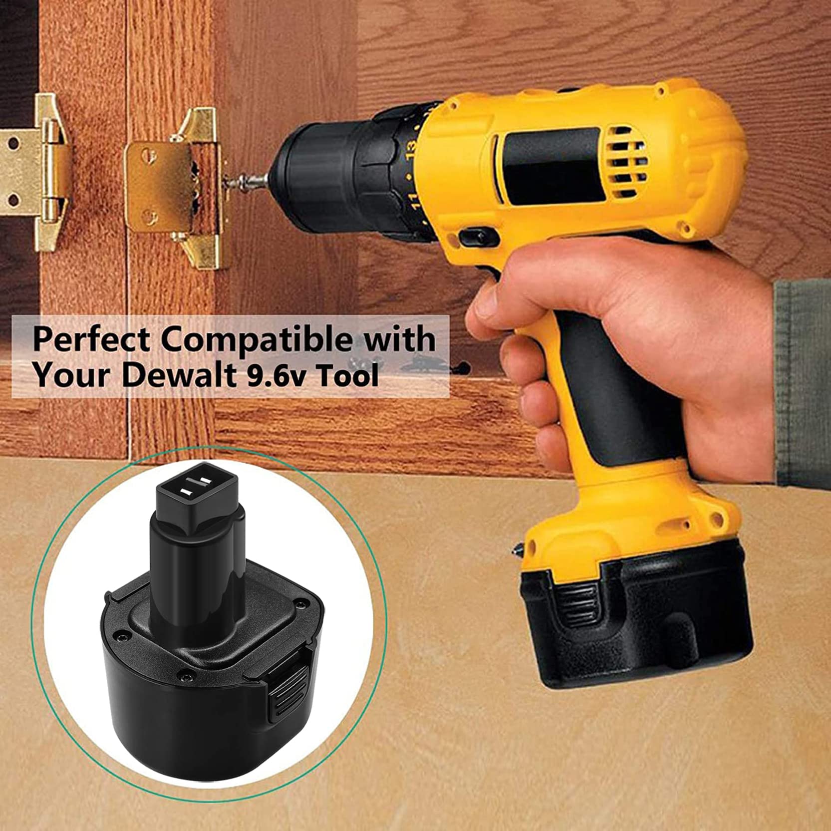 SHGEEN 2 Pack 4800mAh Ni-MH Replacement for Dewalt 9.6 Volt Battery DW9062 DW9061 DC750KA DW955K DW926K DW902 DW050 DE9062 DE9061 DE9036 Replacement for Dewalt 9.6v Battery