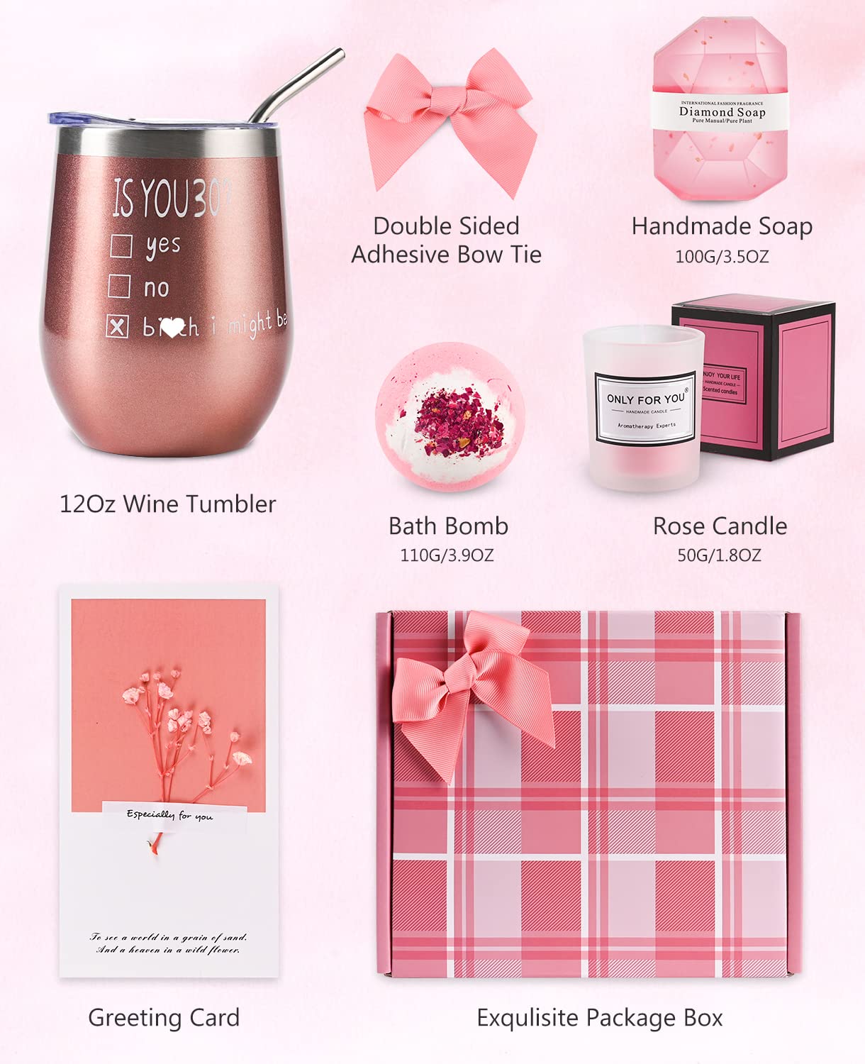 Sllyfo 30th Birthday Gifts for Her Women - 30th Birthday Decorations for women | 30th Birthday Gift ideas for Funny Fabulous Gift Basket 12 OZ