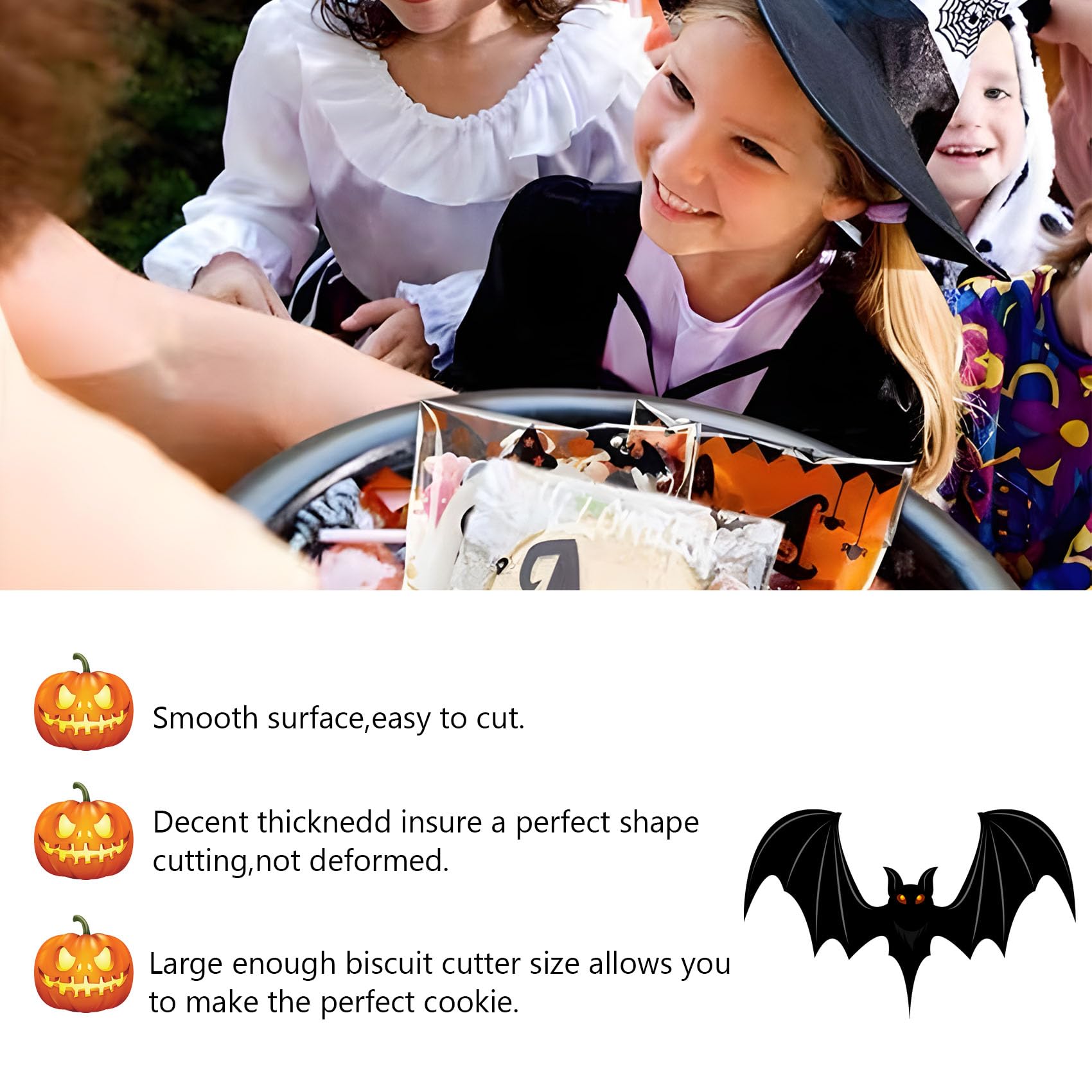 Nunnik Halloween Cookie Cutters 8 Pcs Stainless Steel Metal Cookie Cutter Set Holiday Cookie Cutters Shapes for Baking - Witch's Hat, Pumpkin, Ghost, Bat, Spidder, Star, Haunted House