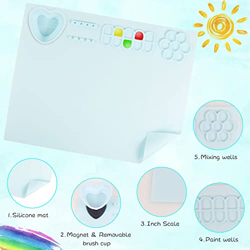 Silicone Mats for Crafts,Silicone Craft Mat with Cup for Kids,21"x16"Non Stick Silicone Mat for Resin Casting,Painting, Polymer Clay,DIY Project