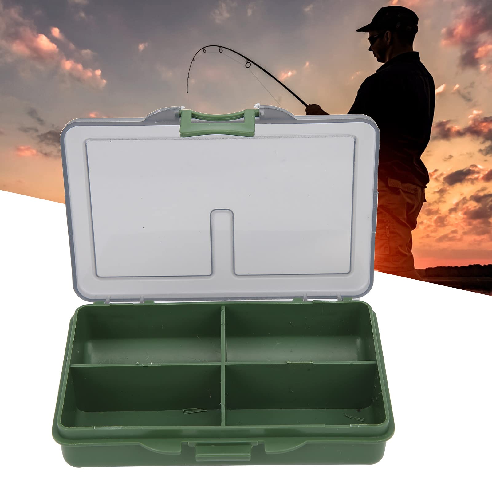 Tackle Storage Box, Mini Storage Box for Fishing Easy Carry Green Light Weight for Organizing Fishing Accessories for Carp Anglers(4 cells)