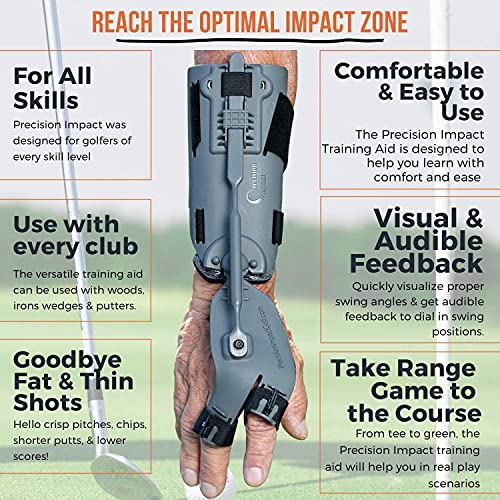 Precision Impact Golf Pure Swing Products Swing Trainer | Training Aid: Crisp Ball Striking, Proper Wrist Set, Backwing Rotation, Swing & Club Head Lag