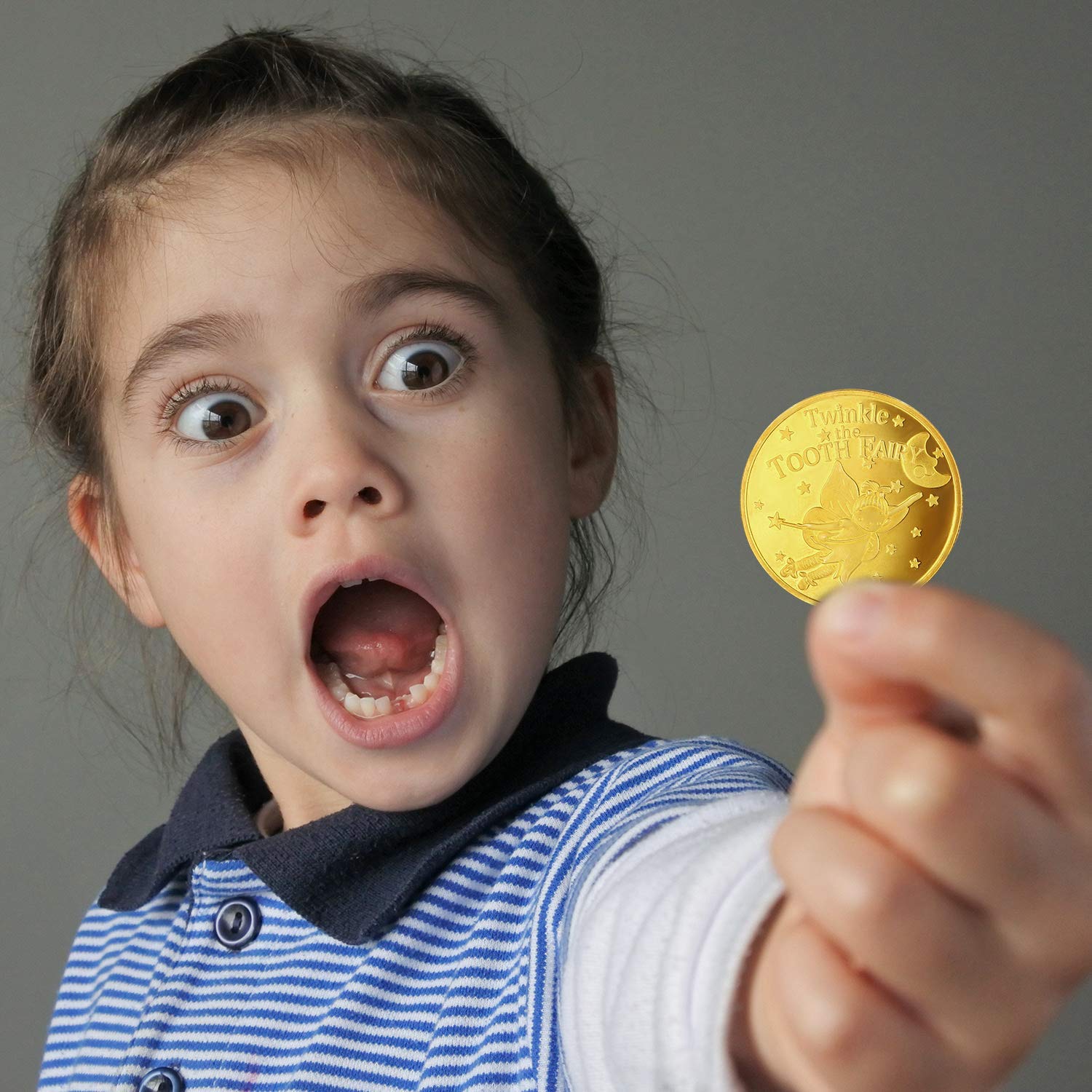 Tooth Fairy Coins Reward Commemorative Coin Collection Experience Gift for Lost Teeth Kids Party Decorations Supplies (20 Pcs)