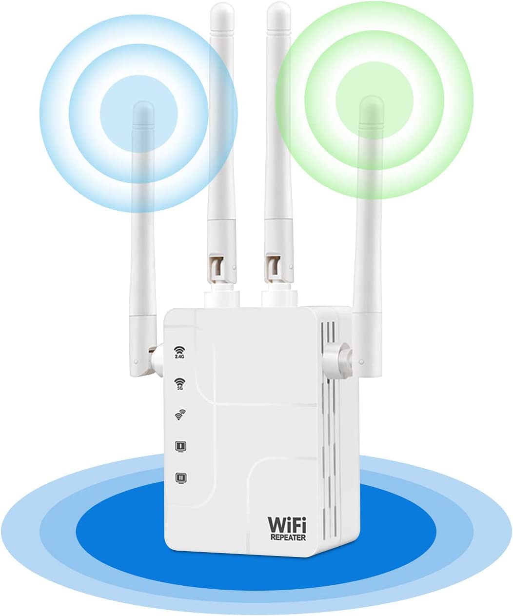 WiFi Extender - 1200Mbps Internet WiFi Booster, Coverage Up to 3000sq.ft, 2.4 & 5GHz WiFi Range Extender Signal Booster for Home, Dual Band 4 Antennas Full Coverage Wireless Signal Amplifier Repeater