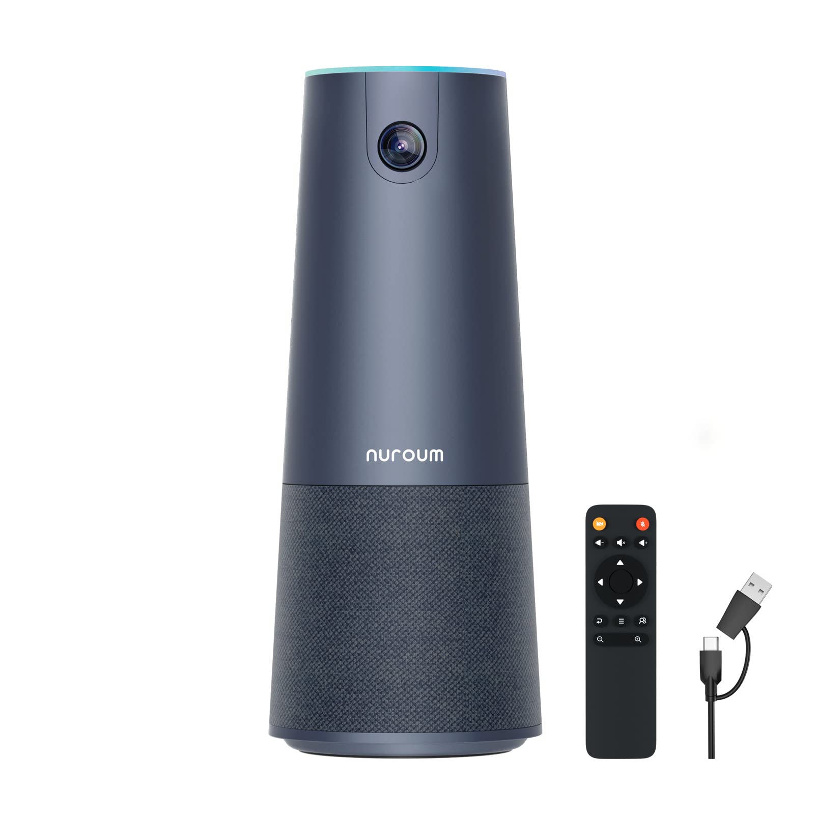 NUROUM C40 2K FHD Conference Webcam, All-in-1 Ultra Wide-Angle 120° Video Conference Camera with 4 Microphones&Speakers, 5X Zoom with Remote Control, 16ft Voice Pickup, AI Noise-Cancel, USB Plug&Play