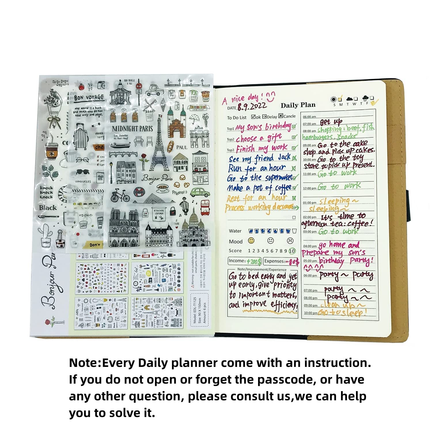 Simplified Daily Planner - The Perfect To Do List Notebook Notepad And Undated Office Supplies Checklist - Leather Daily Journal With Lock (Black)