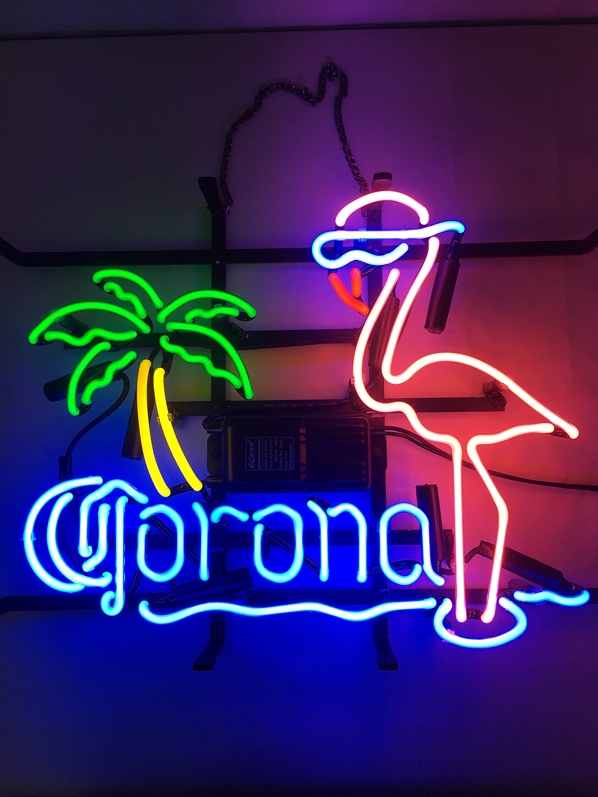 Neon Signs Corona Flamingo Palm Tree Beer Bar Bistro Real Glass Man Cave Custom Neon Sign Wall Decor